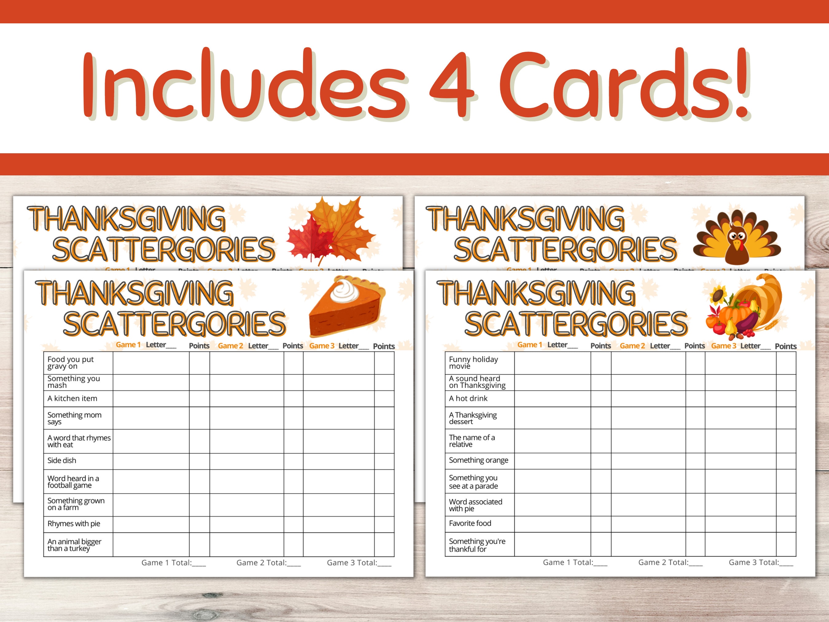 Thanksgiving Scattergories | Printable Scattergories List ...