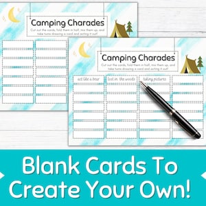 Camping Charades | Charade Cards | Printable Camping Games | Camping ...
