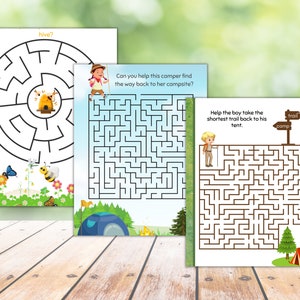 Camping Mazes Camping Games Camping Activities Road Trip | Etsy