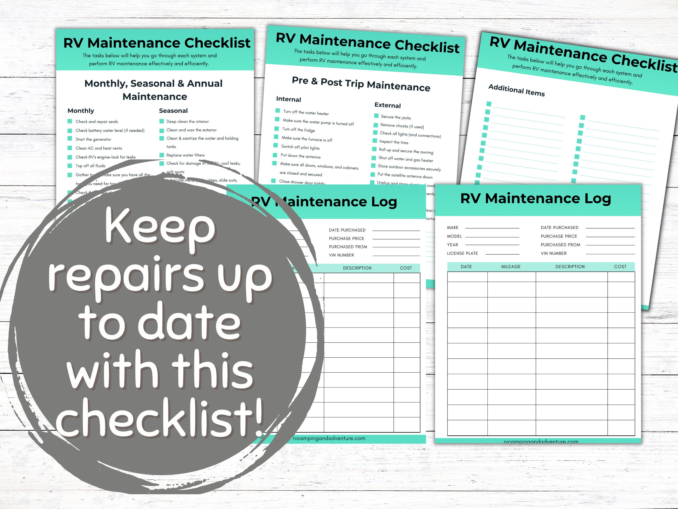 RV Maintenance Checklist | Camper Printable Inspection Checklists | RV ...