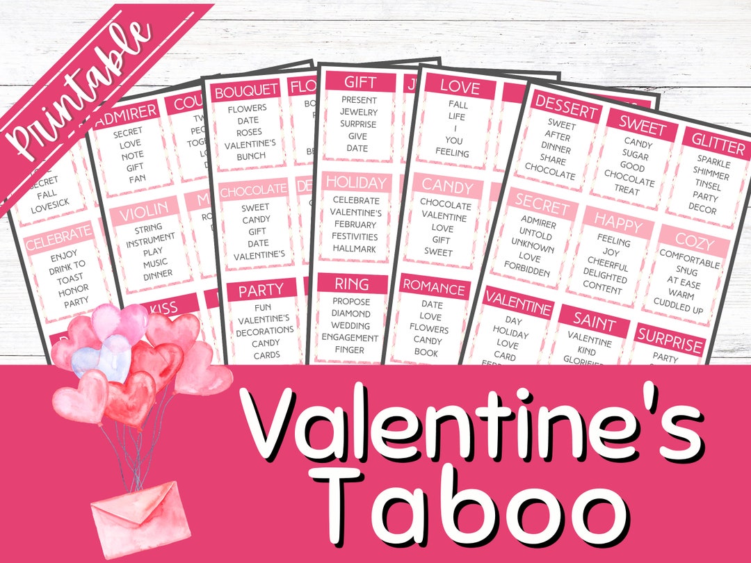 Valentine's Taboo | Printable Taboo Cards | Valentine's Games ...