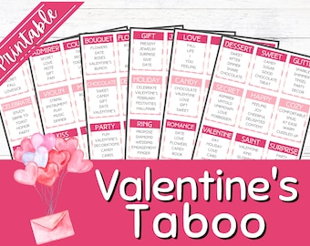 Valentine's Taboo | Printable Taboo Cards | Valentine's Games ...