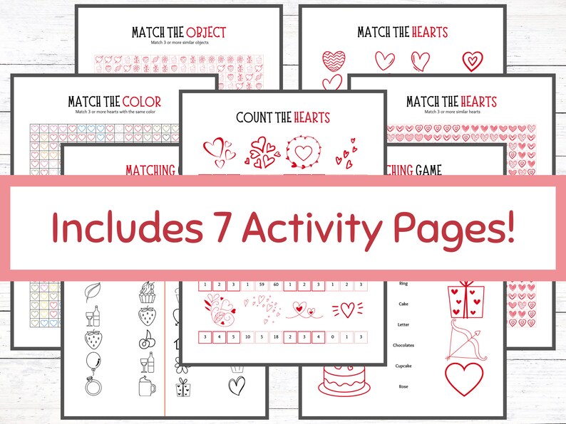 Printable Valentine's Day Matching & Counting Games | Family Game ...