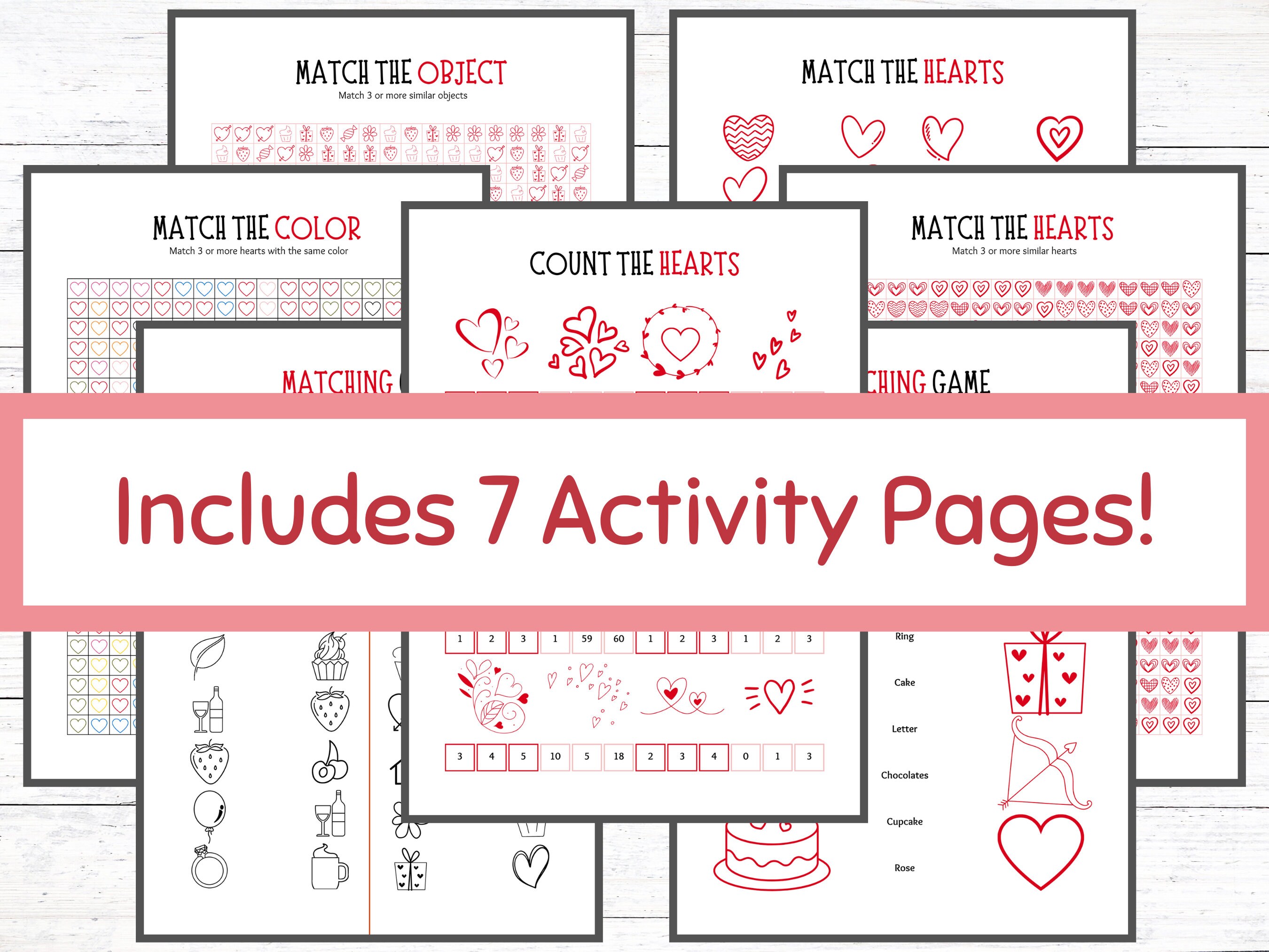 Printable Valentine's Day Matching & Counting Games | Family Game ...