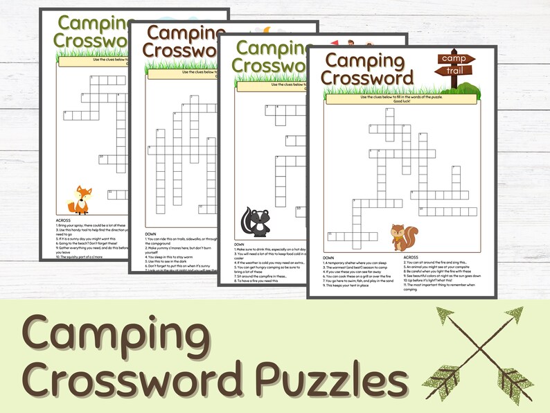 Camping Games Bundle | Camping Word Scramble | Camping Crossword ...