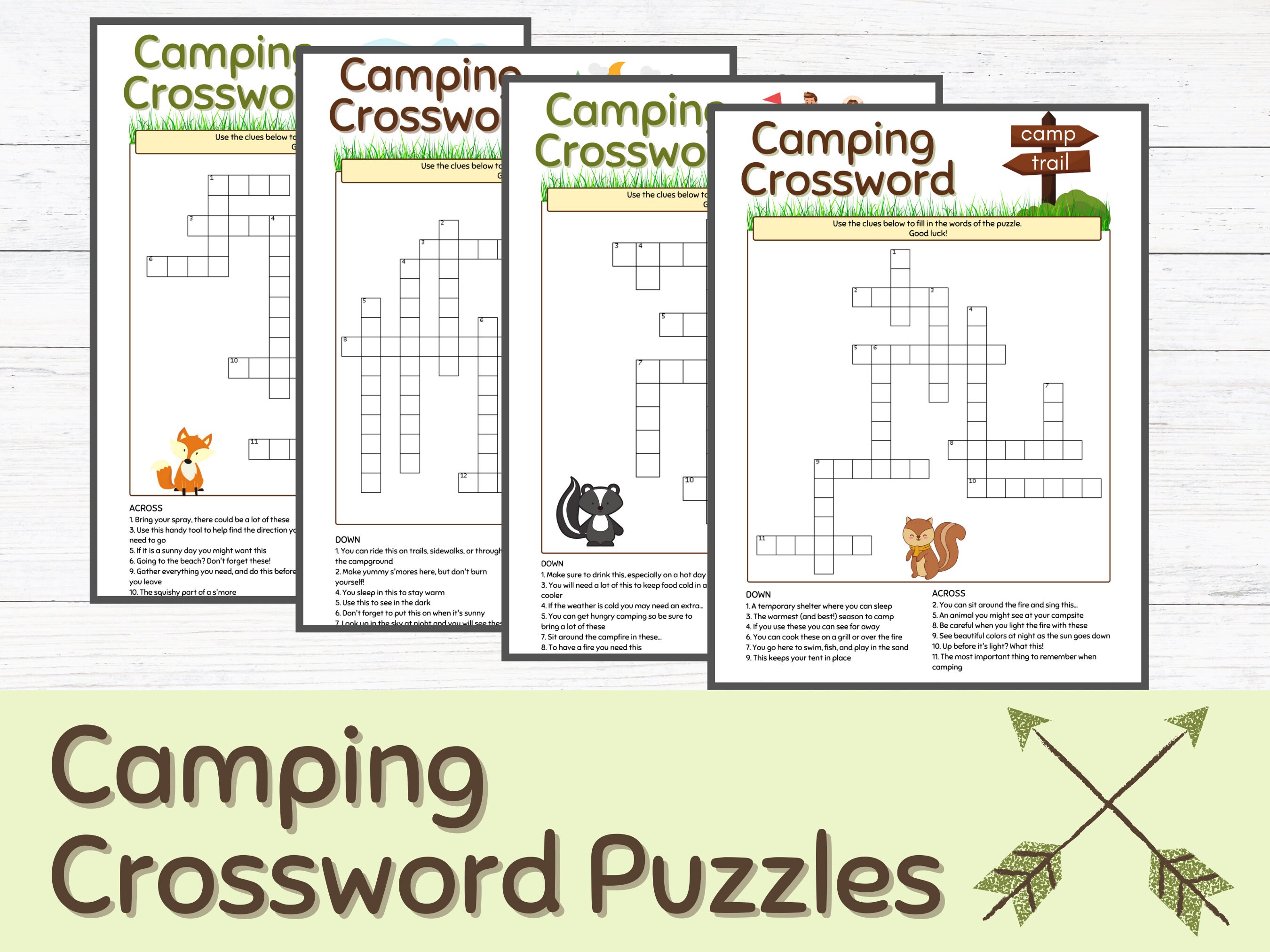Camping Games Bundle | Camping Word Scramble | Camping Crossword ...
