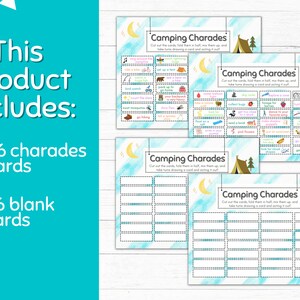 Camping Charades | Charade Cards | Printable Camping Games | Camping ...
