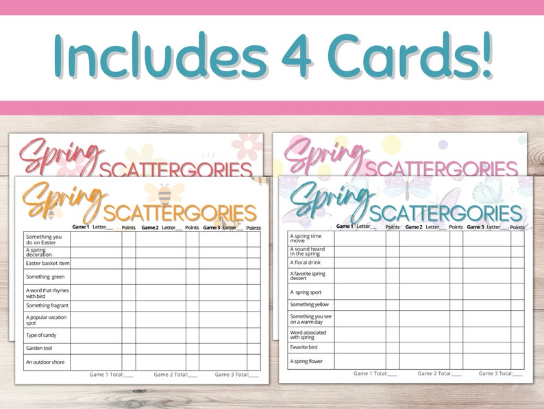 Spring Scattergories | Printable Scattergories List | Spring Game ...