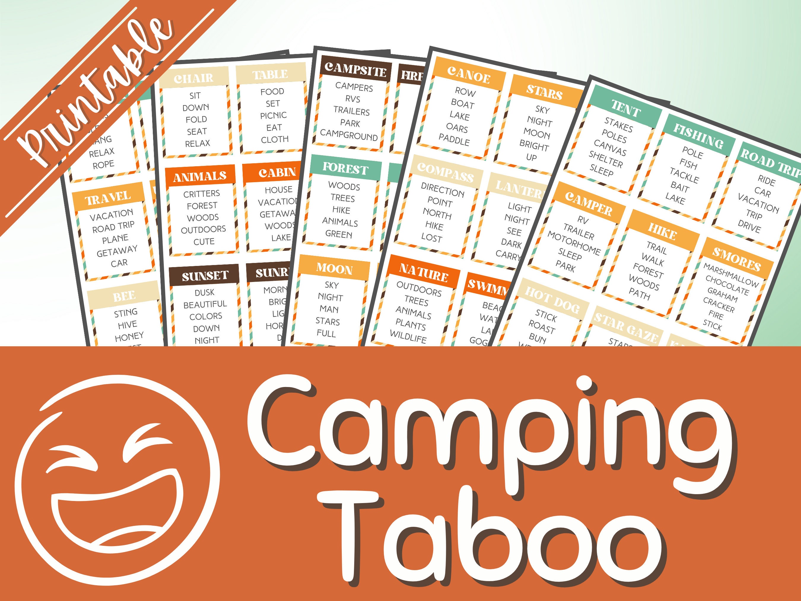 Camping Taboo | Printable Taboo Cards | Campfire Games | Forbidden Word ...