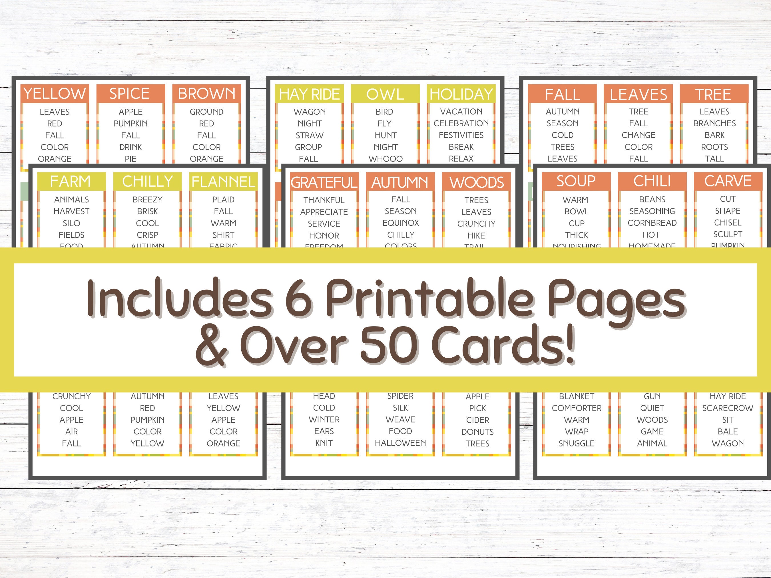 Fall Taboo | Printable Taboo Cards | Fall Games | Forbidden Words ...