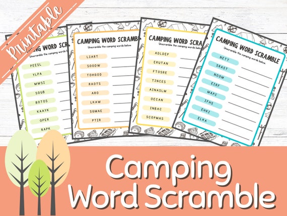 Camping Word Scramble Camp Games Camp Activity Printable | Etsy