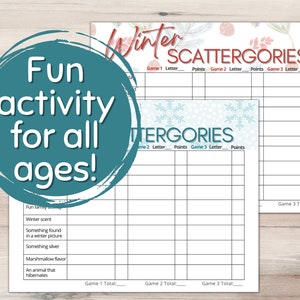 Winter Scattergories | Printable Scattergories List | Winter Game ...