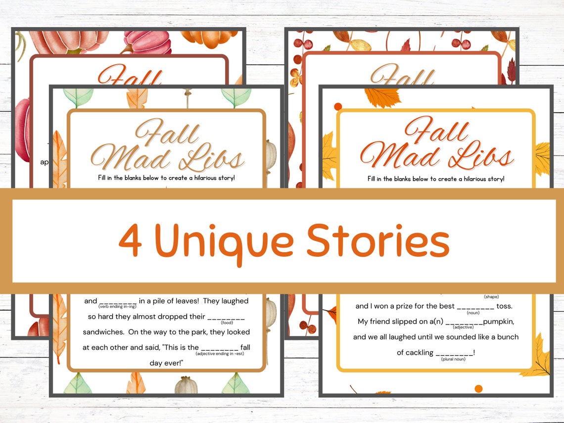 Fall Mad Libs | Printable Fill in the Blank | Party Game | Kid's Mad ...