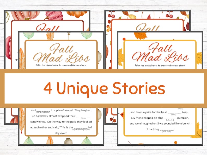 Fall Mad Libs | Printable Fill in the Blank | Party Game | Kid's Mad ...
