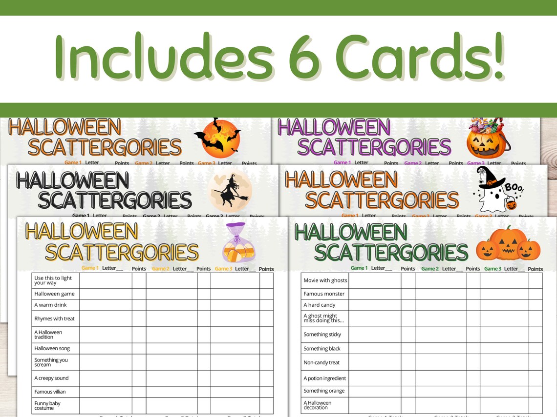 Halloween Scattergories | Printable Scattergories | Halloween Games ...