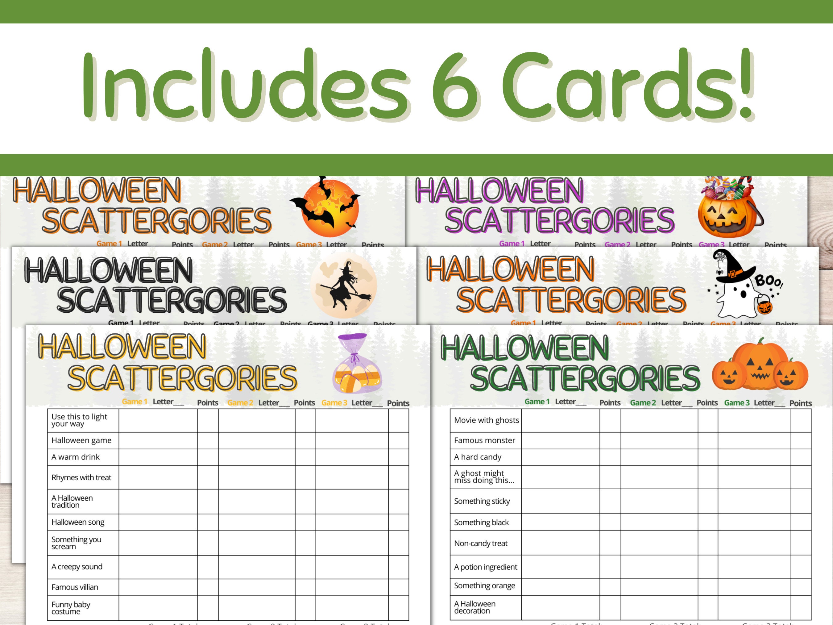 Halloween Scattergories | Printable Scattergories | Halloween Games ...