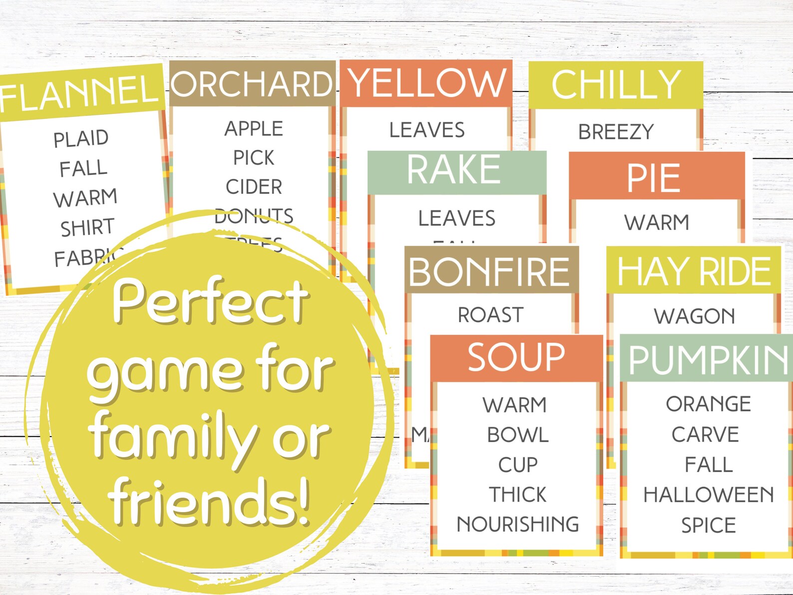 Fall Taboo | Printable Taboo Cards | Fall Games | Forbidden Words ...