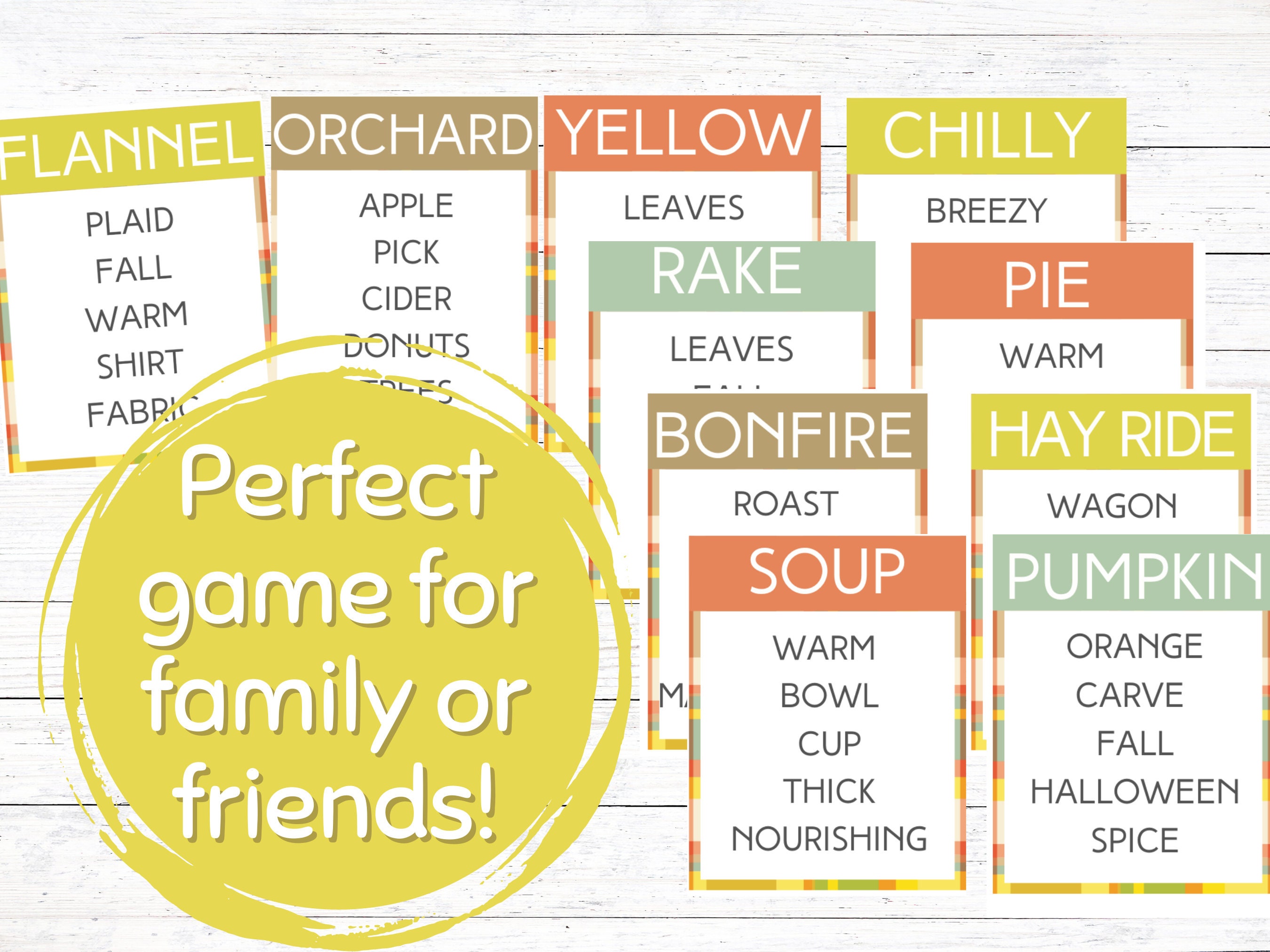 Fall Taboo | Printable Taboo Cards | Fall Games | Forbidden Words ...