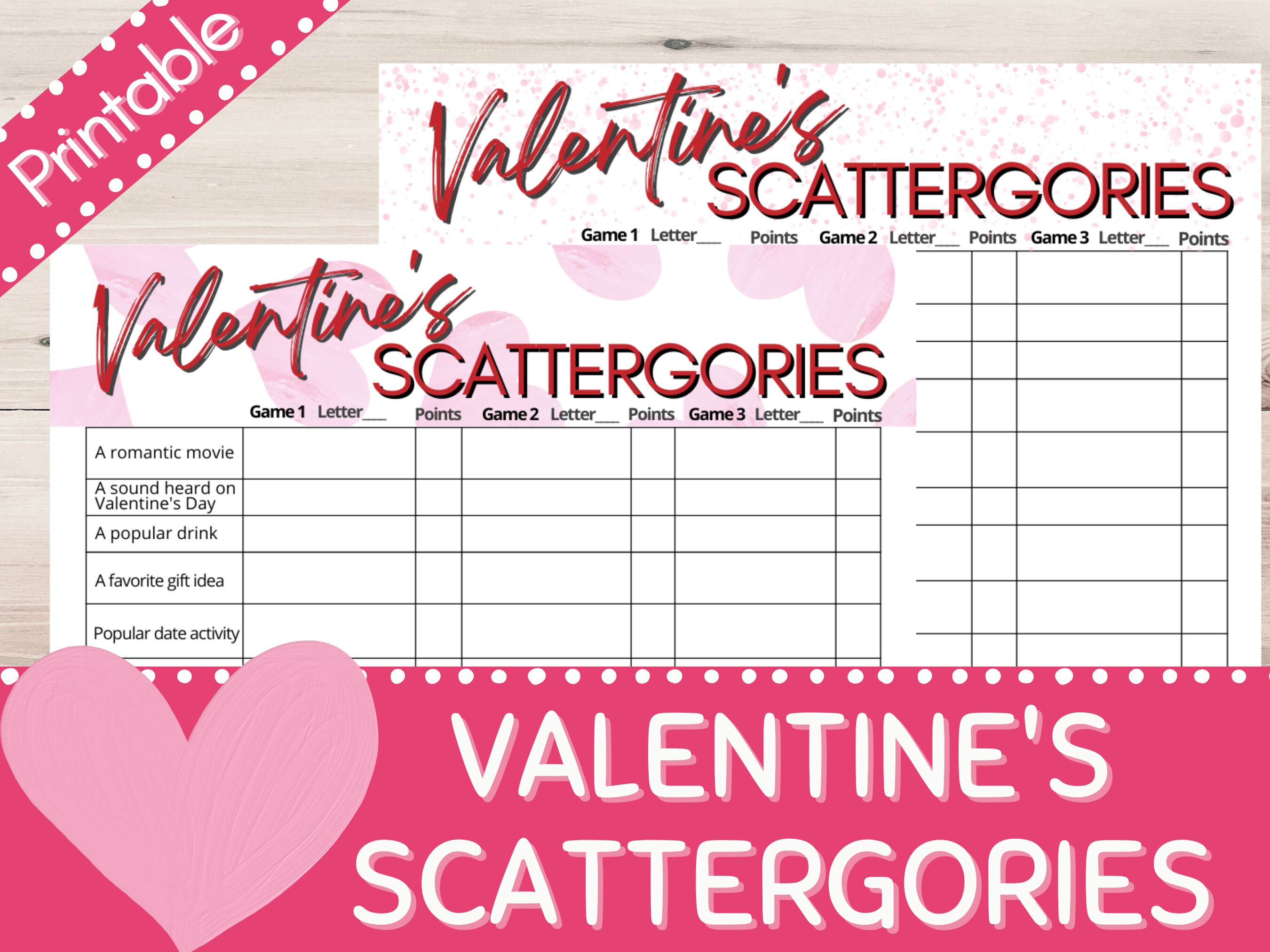 Valentine's Scattergories | Printable Scattergories List | Valentine's ...