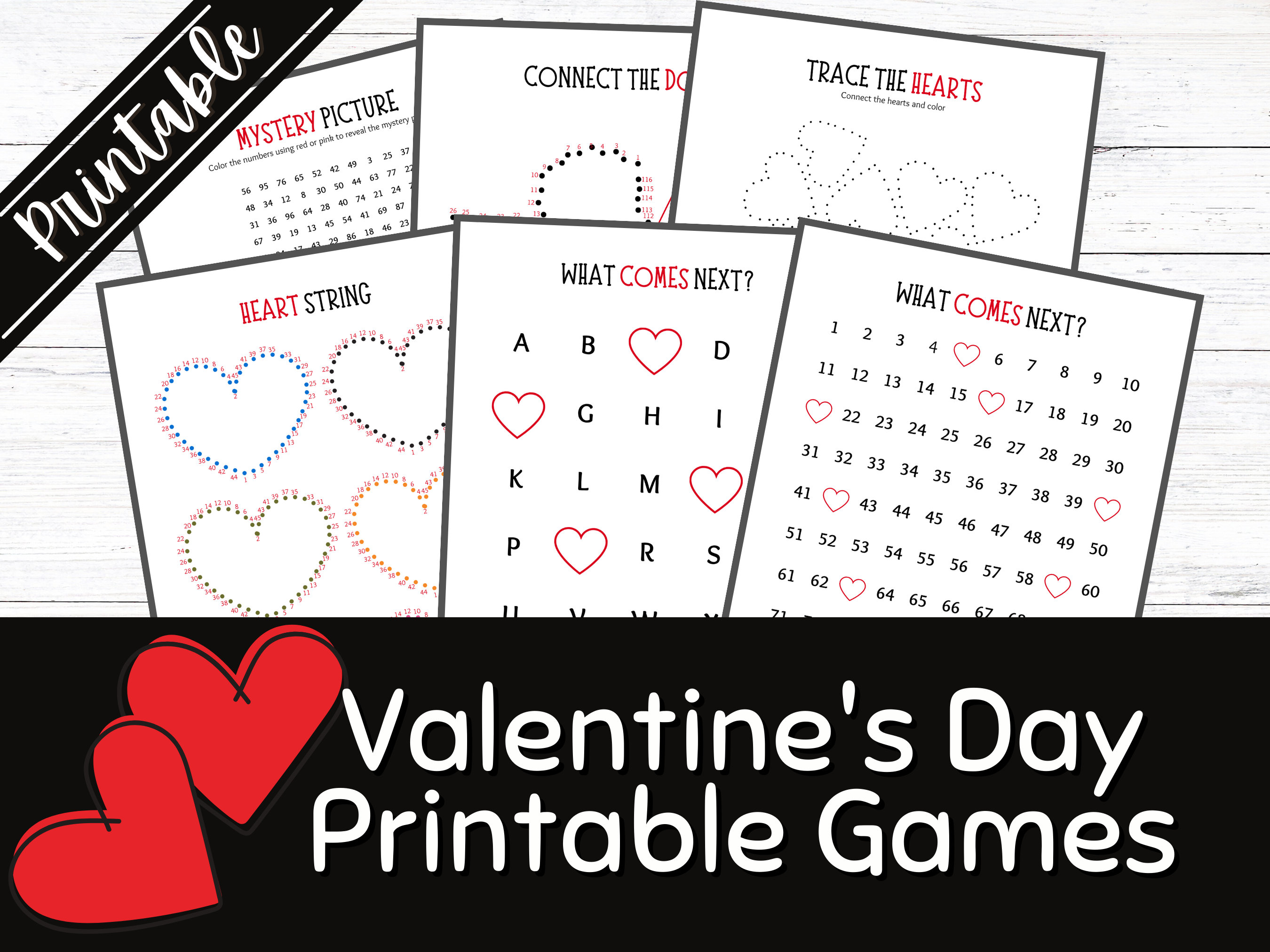 Printable Valentine's Day Printable Games | Connect the Dots | Heart ...