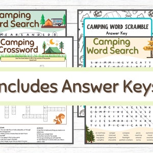 Camping Games Bundle | Camping Word Scramble | Camping Crossword ...