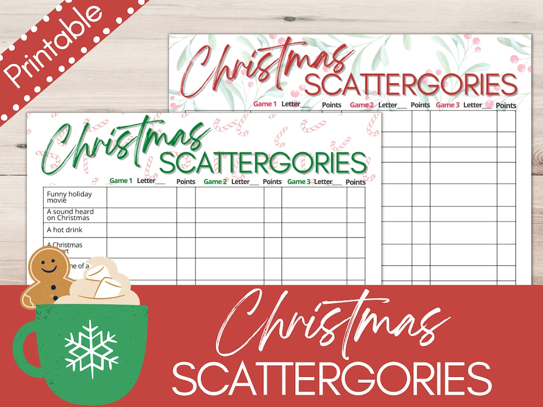 Christmas Scattergories | Printable Scattergories List | Christmas Game ...
