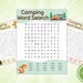 Camping Word Search Game | Printable Camping Game | Camping Birthday ...