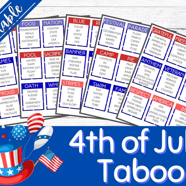 Patriotic Taboo Game - Etsy