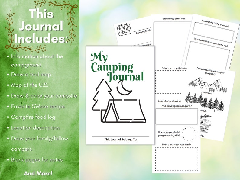 Kids Printable Camping Journal | Camping Activities | Nature Hunt ...