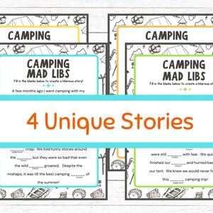 Camping Mad Libs | Printable Fill in the Blank | Party Game | Kid's Mad ...