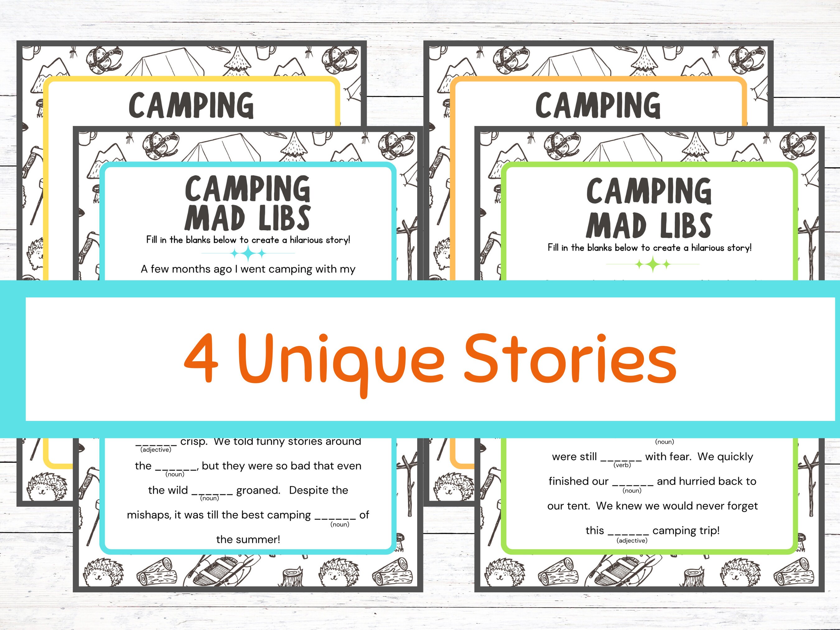 Camping Mad Libs | Printable Fill in the Blank | Party Game | Kid's Mad ...