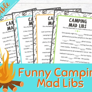 Camping Mad Libs | Printable Fill in the Blank | Party Game | Kid's Mad ...