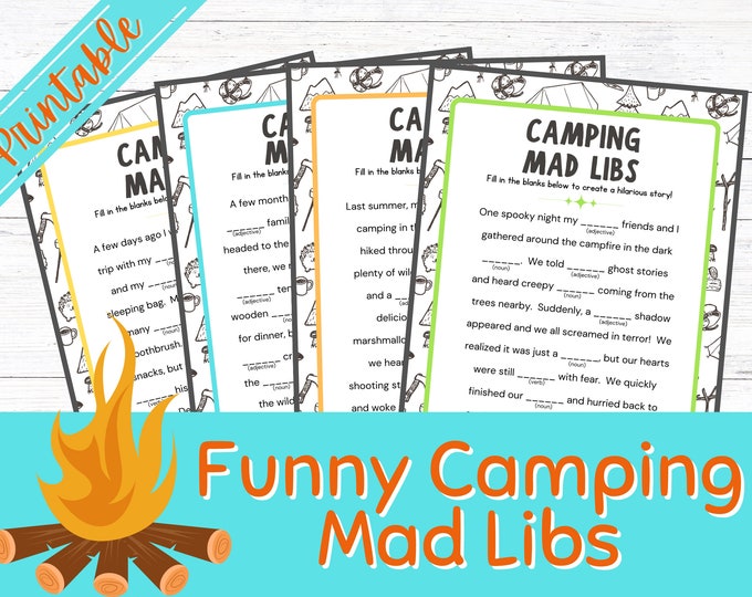 Camping Mad Libs | Printable Fill in the Blank | Party Game | Kid's Mad ...