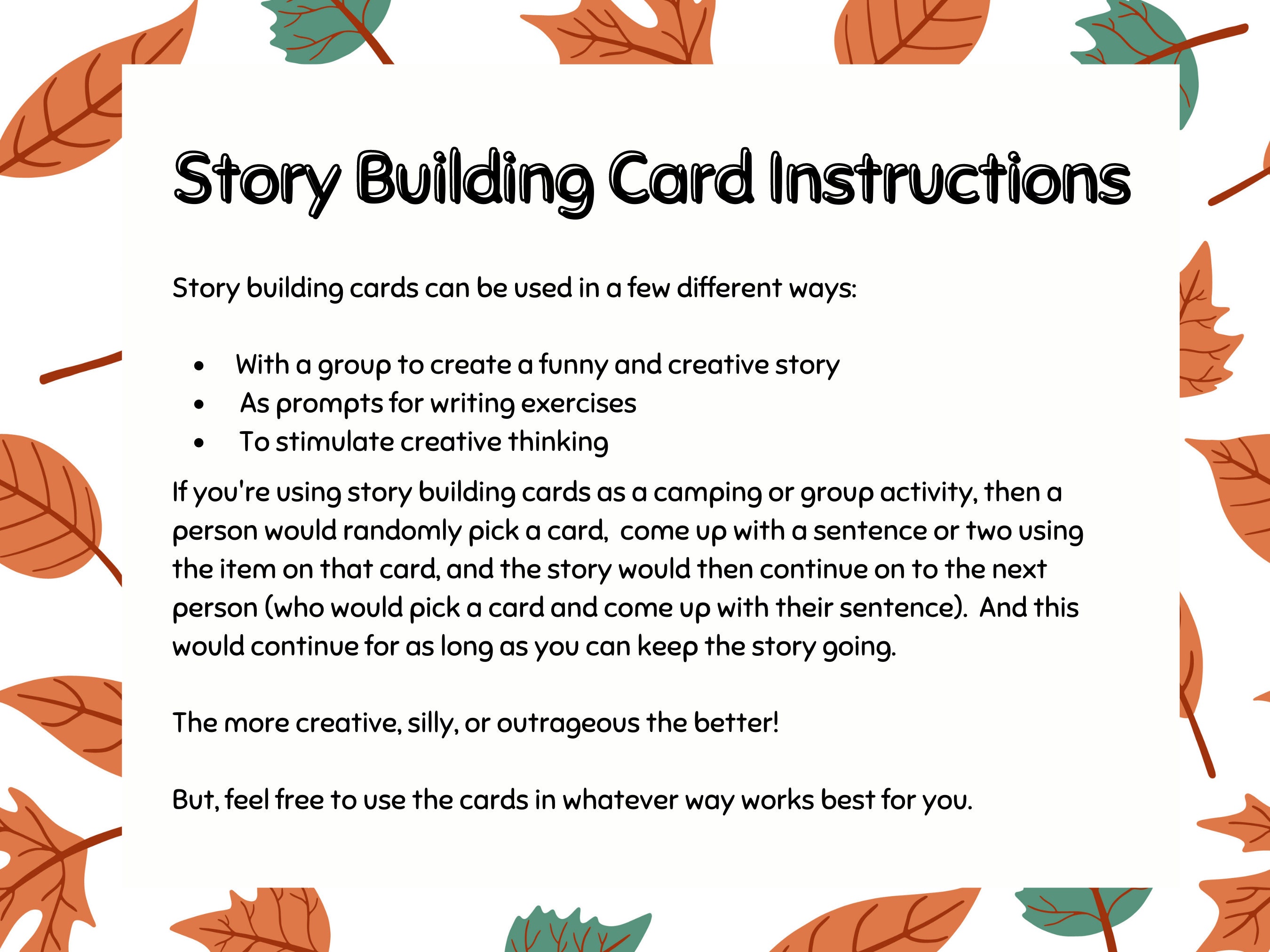 Story Building Game | Story Starters | Camping Game | Fun Fall Game ...