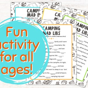 Camping Mad Libs | Printable Fill in the Blank | Party Game | Kid's Mad ...