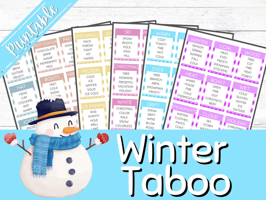 Winter Taboo Printable Taboo Cards Winter Games Forbidden Words Family ...