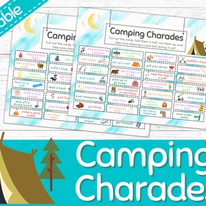 Camping Charades | Charade Cards | Printable Camping Games | Camping ...