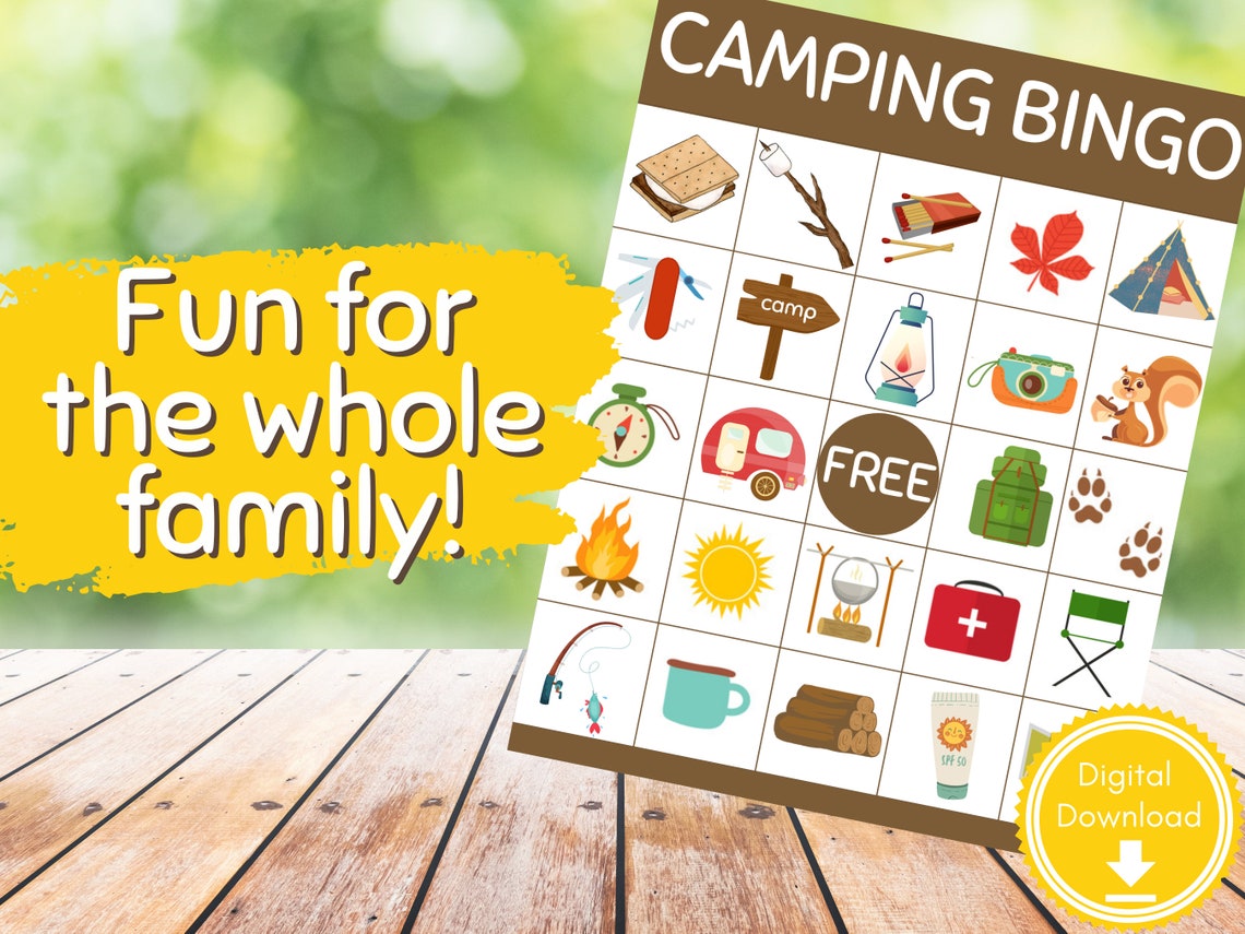 Printable Camping Bingo | Kids Camping Game | Printable Bingo Boards ...
