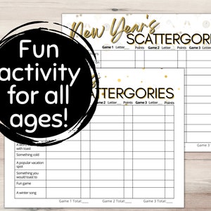 New Year's Scattergories | Printable Scattergories List | New Year's ...