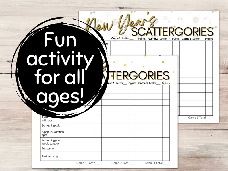 New Year's Scattergories | Printable Scattergories List | New Year's ...