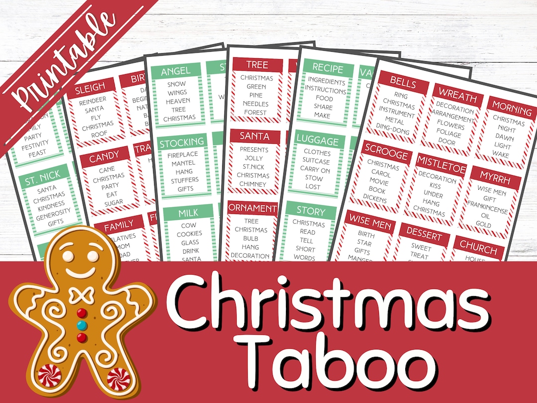 Christmas Taboo | Printable Taboo Cards | Christmas Game | Forbidden ...