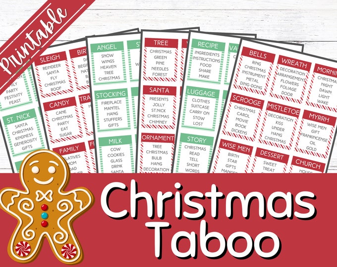 Printable- PDF- Christmas Taboo- Fun Party Game for Kids, Teens, and ...