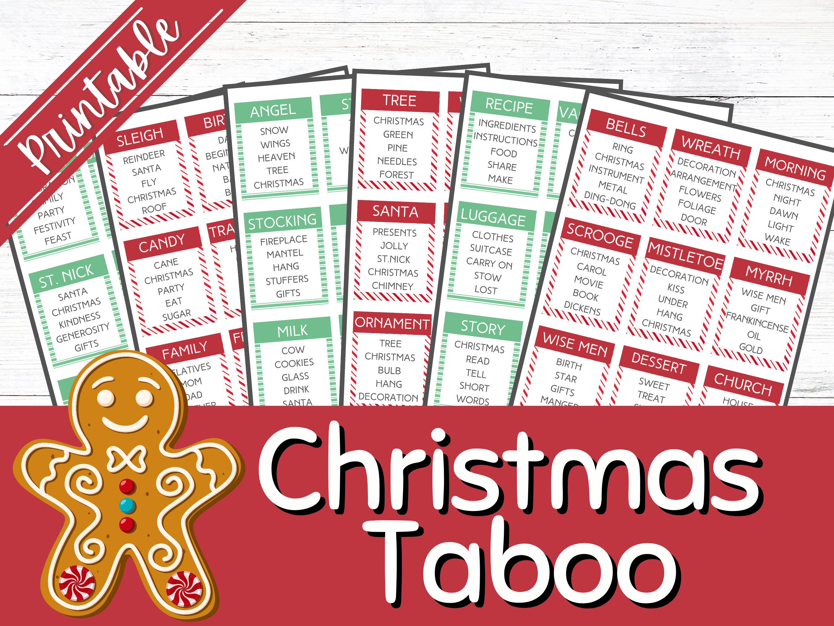 Christmas Taboo | Printable Taboo Cards | Christmas Game | Forbidden ...