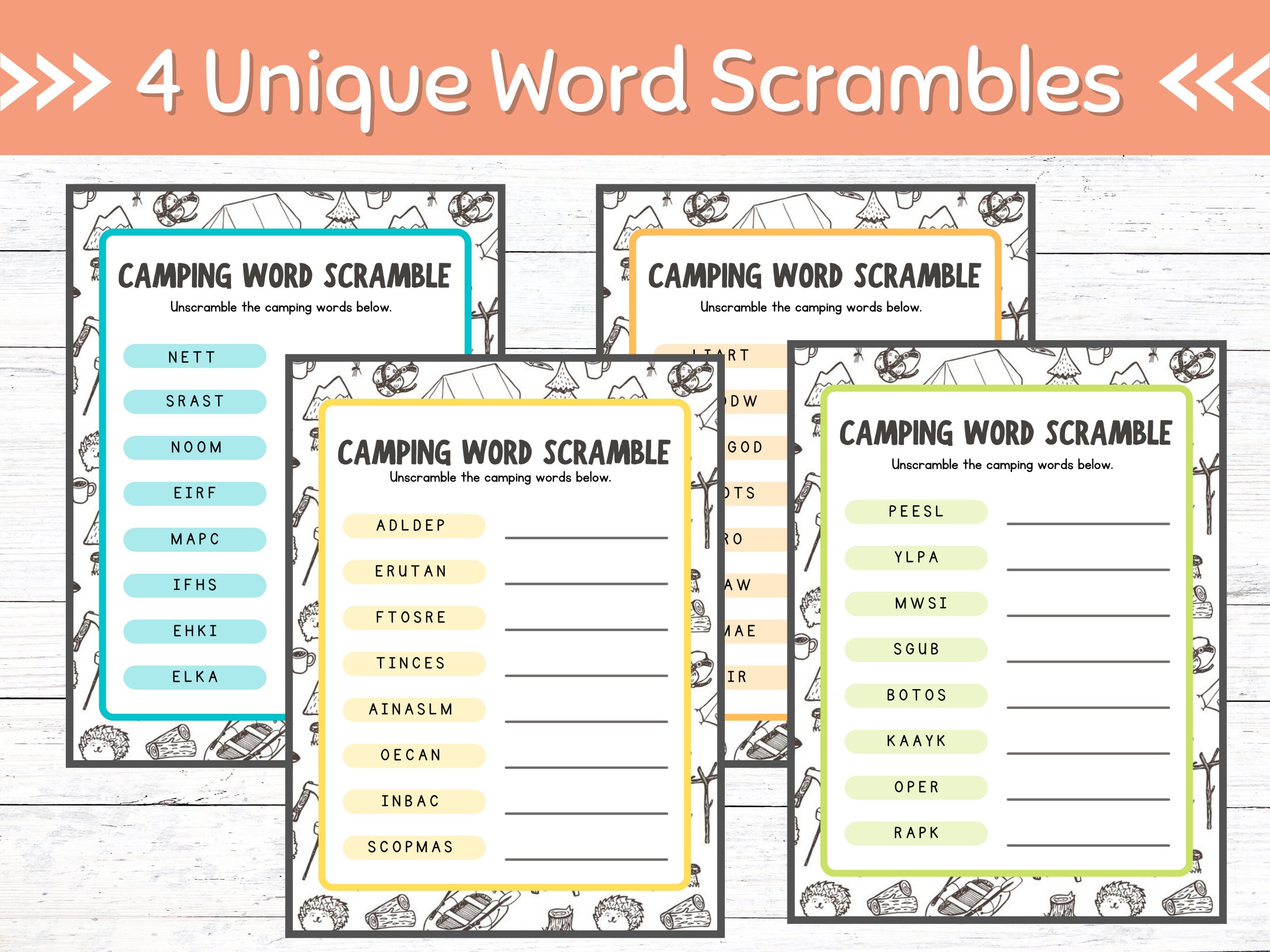 Camping Word Scramble | Camp Games | Camp Activity | Printable Game ...