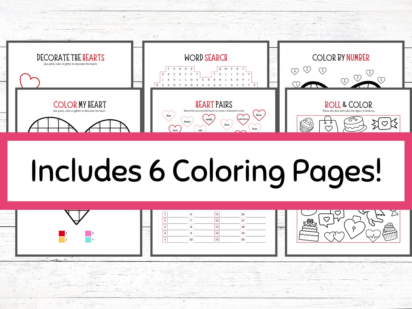 Printable Valentine's Day Coloring Pages & Word Games | Family Games ...