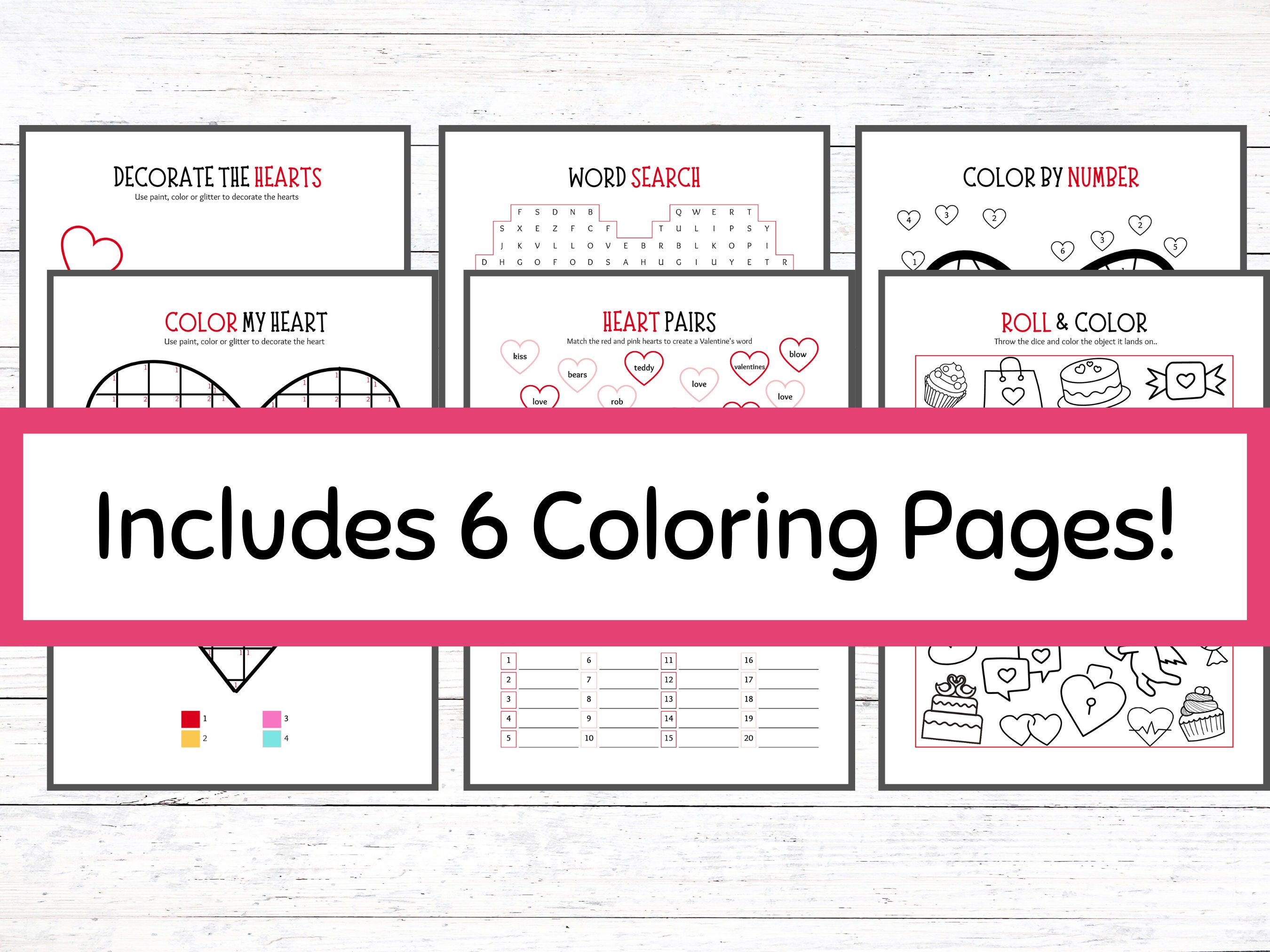 Printable Valentine's Day Coloring Pages & Word Games | Family Games ...