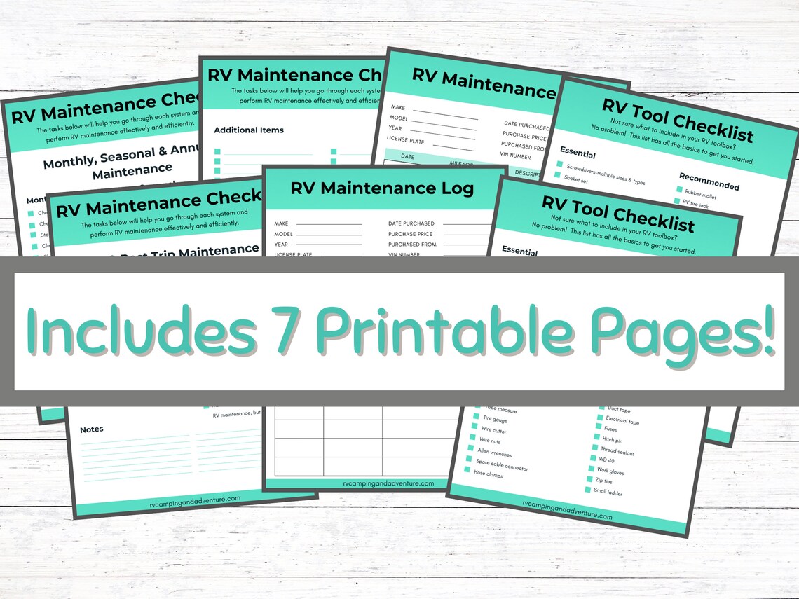 RV Maintenance Checklist Camper Printable Inspection - Etsy