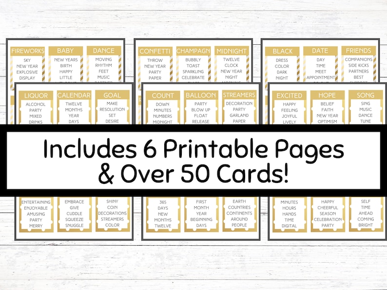 New Years Taboo | Printable Taboo Cards | New Years Game | Forbidden ...