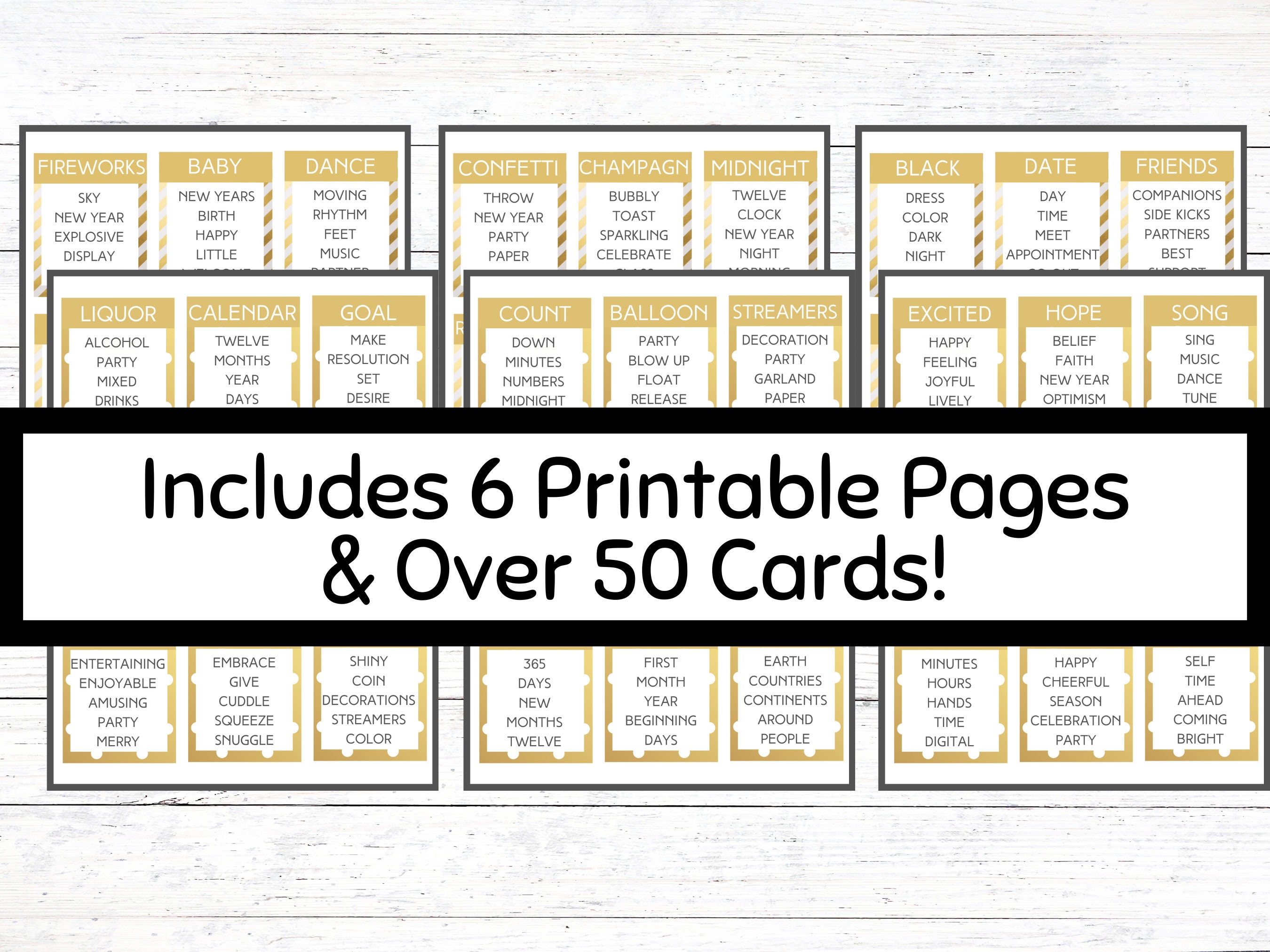 New Years Taboo | Printable Taboo Cards | New Years Game | Forbidden ...