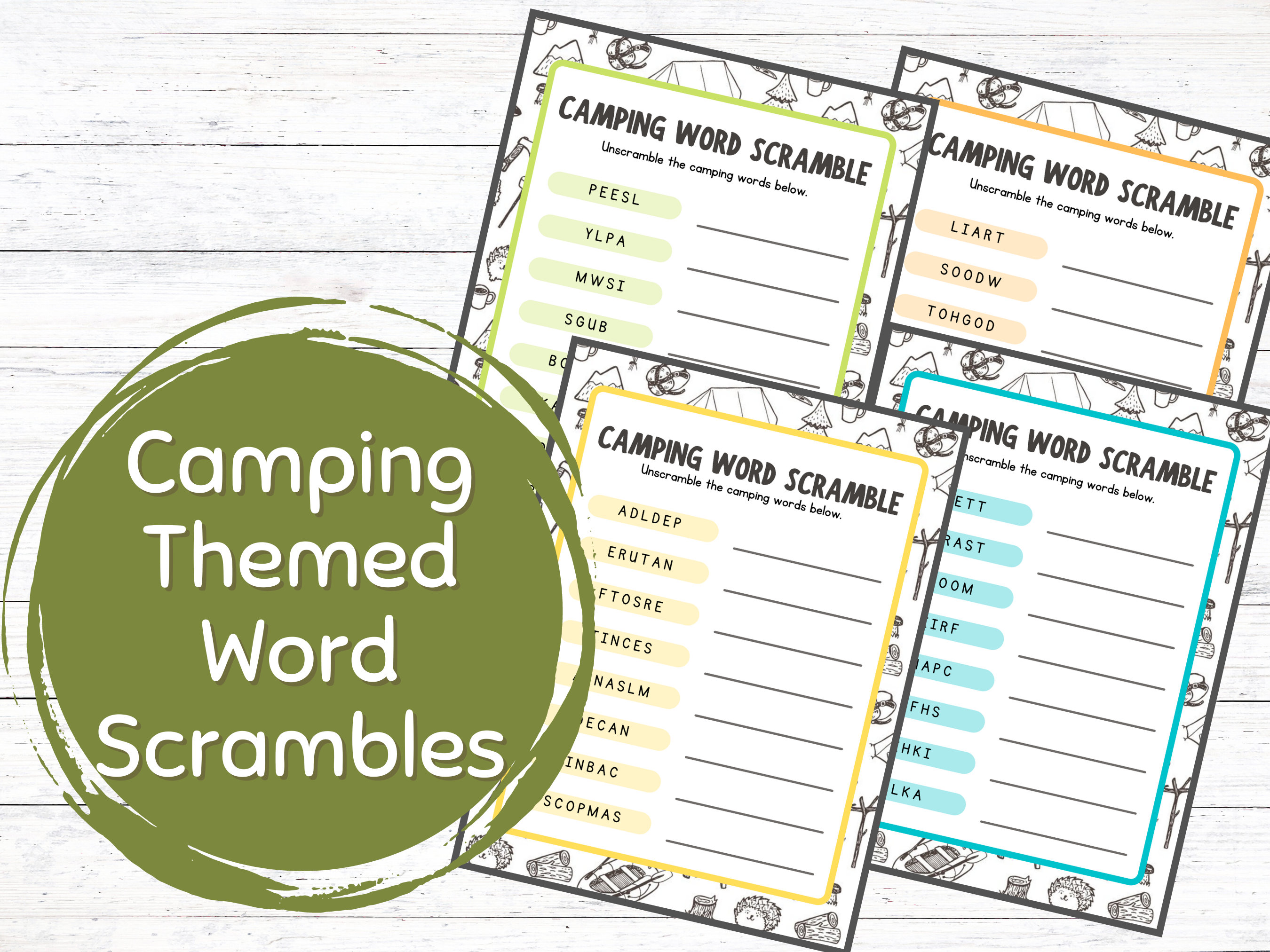 Camping Games Bundle | Camping Word Scramble | Camping Crossword ...